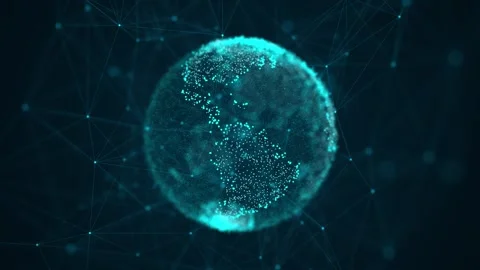 Planet Earth with particle and line. Ani... | Stock Video | Pond5