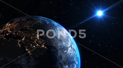 Planet earth with realistic geography surface and orbital 3D cloud ...