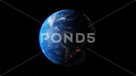 Planet earth with realistic geography surface and orbital 3D cloud ...