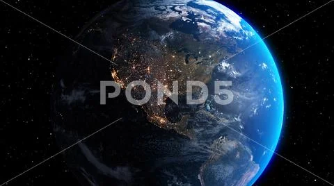 Planet earth with realistic geography surface and orbital 3D cloud ...