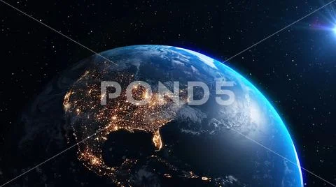 Planet earth with realistic geography surface and orbital 3D cloud ...