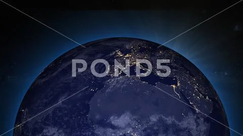 Planet Earth Realistic Loop with universe and sun in the background ...