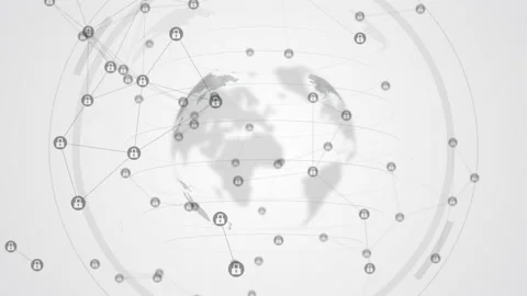 Planet Earth rotating with lock symbols.... | Stock Video | Pond5