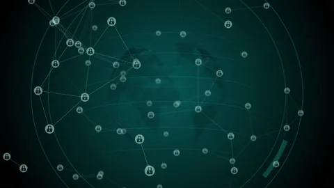 Planet Earth rotating with lock symbols ... | Stock Video | Pond5