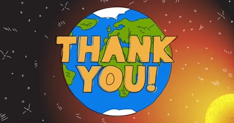 Planet Earth with Thank You text. Line A... | Stock Video | Pond5