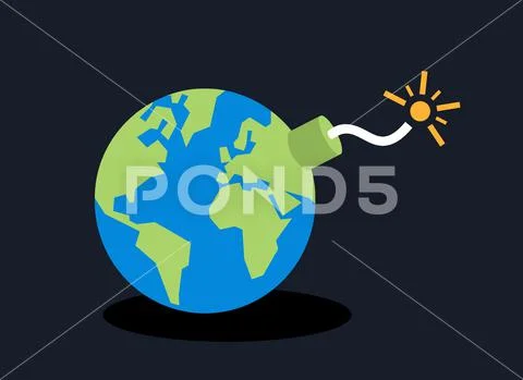 Planet earth as time bomb. Global catastrophe and disaster, destruction ...