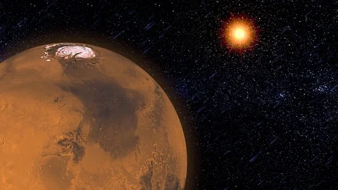 Planet Mars with Meteor Shower from Cosm... | Stock Video | Pond5