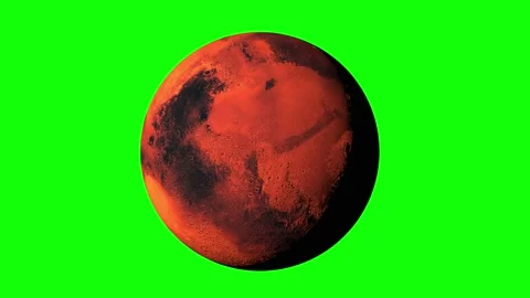Planet Mars rotates on green background | Stock Video | Pond5