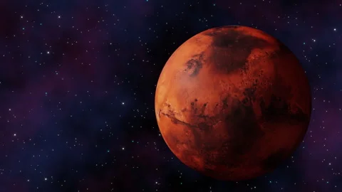 Planet Mars view from outer space and tw... | Stock Video | Pond5
