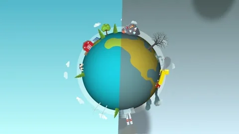 planet with pollution and without pollut... | Stock Video | Pond5