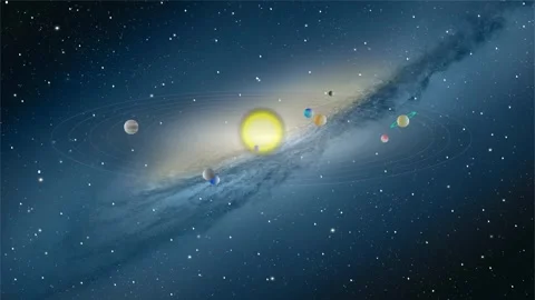 Planets and sun background and 2d animat... | Stock Video | Pond5