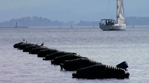 Plantation for growing shells, mussels a... | Stock Video | Pond5