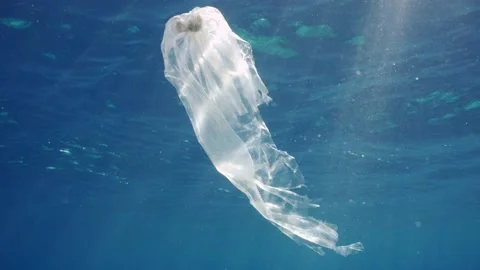 Plastic bags floating underwater on sunn... | Stock Video | Pond5