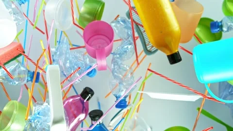 Plastic Bottles Falling on dark blue bac... | Stock Video | Pond5