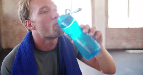 plastic water bottle at the gym during a... | Stock Video | Pond5
