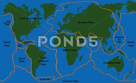 Plate Tectonics World Map Faultlines: Graphic #62401981