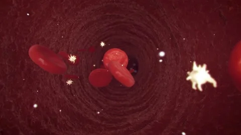 Platelets flow in blood vessels, realist... | Stock Video | Pond5