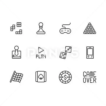 Play and game icon simple symbols set. Contains icon computer, board ...