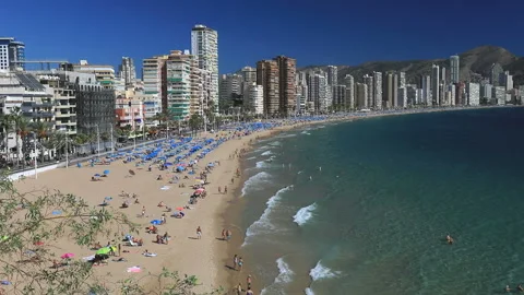 Playa De Levante beach, Benidorm resort,... | Stock Video | Pond5