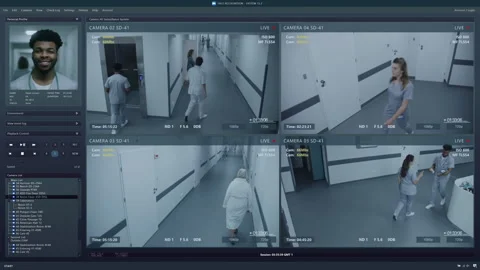 Playback CCTV cameras in modern hospital... | Stock Video | Pond5
