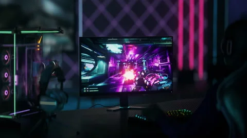 Player Streaming Sci-Fi Shooter Video Ga... | Stock Video | Pond5