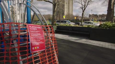 playground closed sign waves on windy da... | Stock Video | Pond5