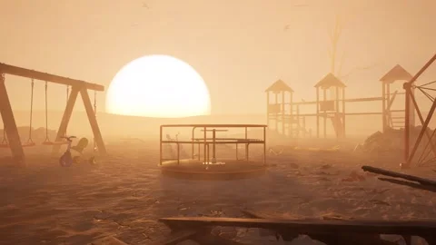 Playground ruins in the desert in front ... | Stock Video | Pond5