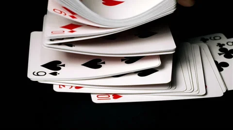 Playing Card Deck Drops In a Pile Slow M... | Stock Video | Pond5