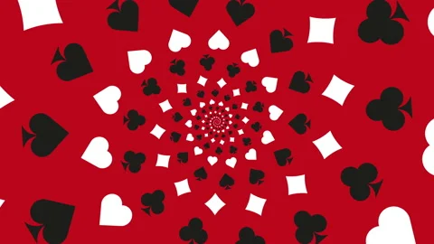 Playing card symbols on a red animated b... | Stock Video | Pond5