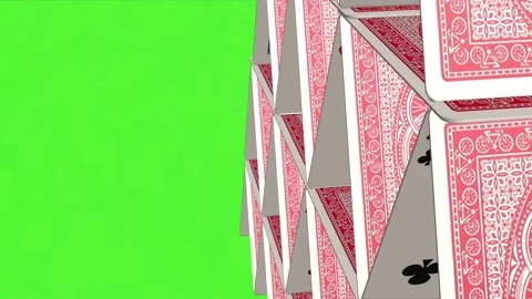 Playing Card Tower Falling Green Screen ... | Stock Video | Pond5