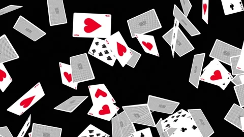 Playing cards fall down 4K 3D Alpha Gree... | Stock Video | Pond5
