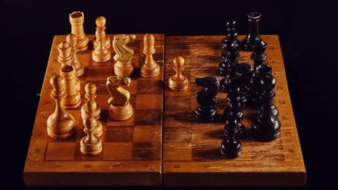 Playing with old chess pieces in the mid... | Stock Video | Pond5