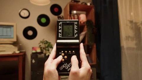 Playing Tetris close-up. Old retro game,... | Stock Video | Pond5