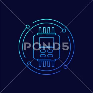 PLC icon, Programmable logic controller linear art: Royalty Free #265987254