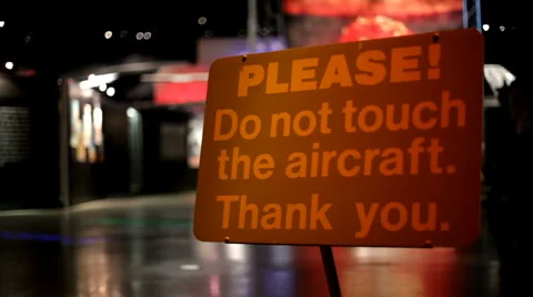 Please Do Not Touch the Aircraft sign at... | Stock Video | Pond5
