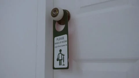 Please Make Up Room sign. Hand hang Plea... | Stock Video | Pond5