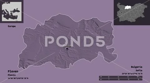 Pleven, Bulgaria. Colored elevation map: Graphic #137161825