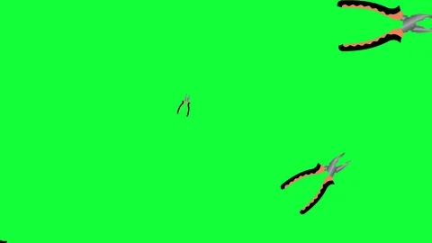 pliers tools falling animation on green ... | Stock Video | Pond5