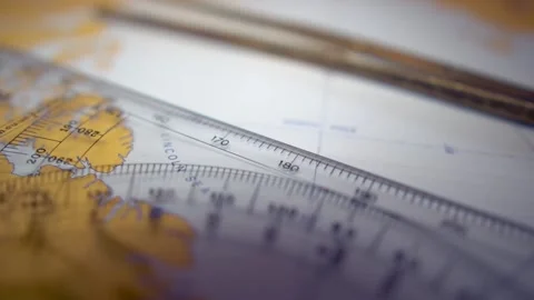 Plotting position on navigational chart ... | Stock Video | Pond5
