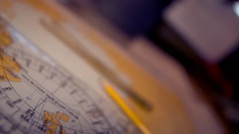 Plotting position on navigational chart ... | Stock Video | Pond5