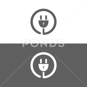 Plug icon on a white and dark background: Royalty Free #73237638
