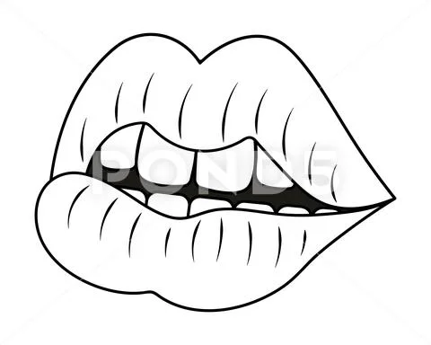 Plump lips. Side view. Sketch. Vector illustration.: Royalty Free ...