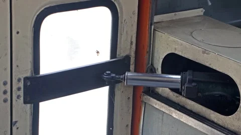 Pneumatic folding bus door system at pub... | Stock Video | Pond5