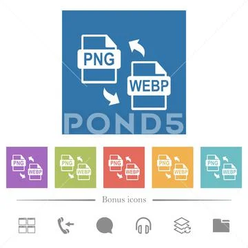 PNG WEBP file conversion flat white icons in square backgrounds ~ Clip ...