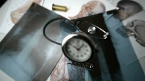 Pocket watch falling onto table of x-ray... | Stock Video | Pond5