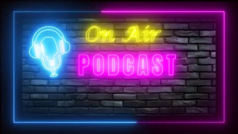Podcast on air logo with neon light effe... | Stock Video | Pond5