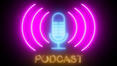 podcast logo neon light effect with gree... | Stock Video | Pond5