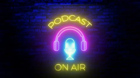 podcast symbol neon light effect green s... | Stock Video | Pond5