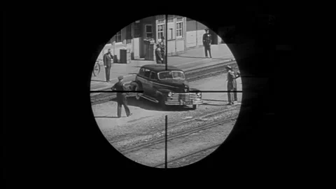 Point of view through rifle scope of pol... | Stock Video | Pond5