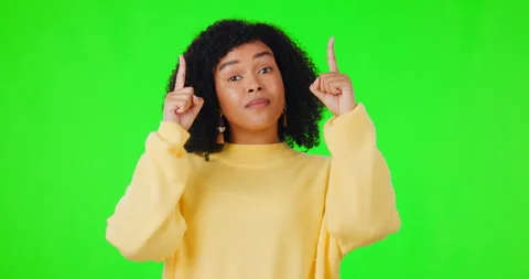 Pointing up, shrug and face of woman in ... | Stock Video | Pond5